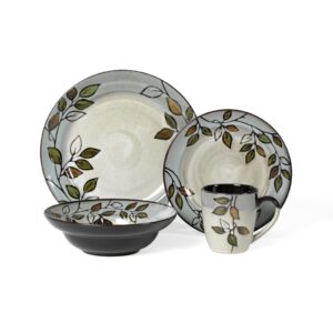 pfaltzgraff rustic leaves 16-piece stoneware dinnerware set, service for 4