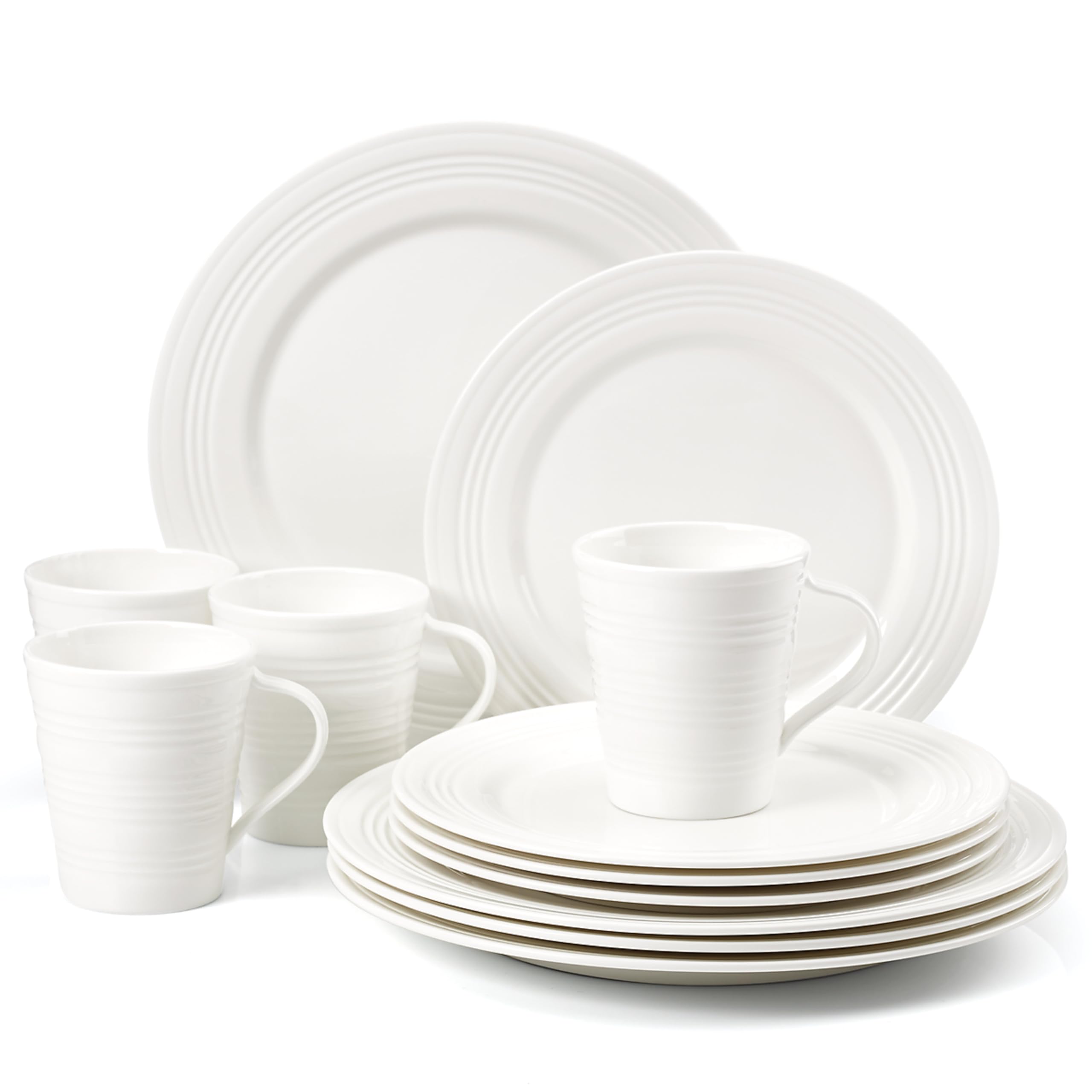 Lenox Tin Can Alley 4 Degrees 12-Piece Dinnerware Set, White - L-100, 14.75 LB, Service for 4