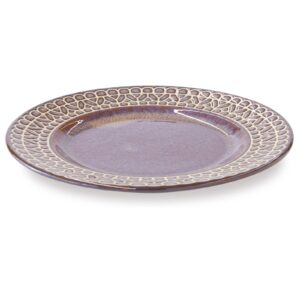 product of gifu japan mino ware serving plate, lace rim 6.6" plate, brown, japanese ceramic plate, microwave/dishwasher safe