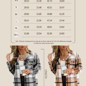 AUTOMET Womens Fall Outfits Fashion Clothes Tops Oversized Flannel Jackets Shirts Button Down Long Sleeve Shacket Blouse 2024 Grey