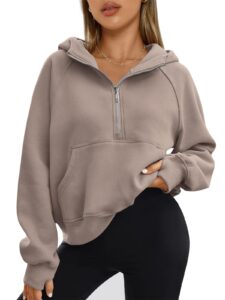 automet hoodies sweatshirts for women quarter half zip up pullover sweaters cropped trendy fall outfits winter clothes fashion 2024