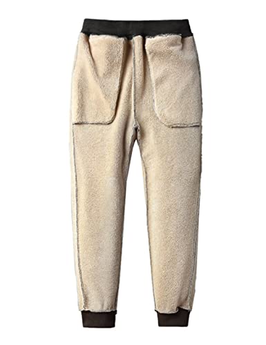 Yeokou Women's Warm Sherpa Lined Athletic Sweatpants Jogger Fleece Pants (Medium, Black)