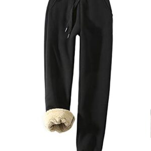 Yeokou Women's Warm Sherpa Lined Athletic Sweatpants Jogger Fleece Pants (Medium, Black)