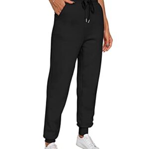 Yeokou Women's Warm Sherpa Lined Athletic Sweatpants Jogger Fleece Pants (Medium, Black)