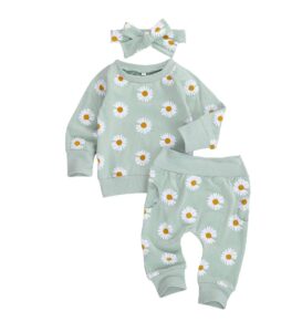 newborn infant baby girl clothes set long sleeve sweatshirts tops pants outfits clothing gifts 3 6 9 12 18 24 months (green, 0-6 months)