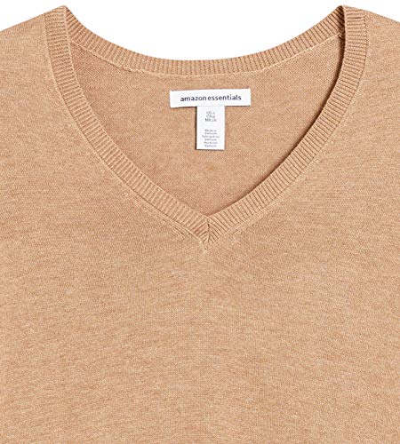 Amazon Essentials Women's Classic-Fit Lightweight Long-Sleeve V-Neck Sweater (Available in Plus Size), Camel Heather, Medium