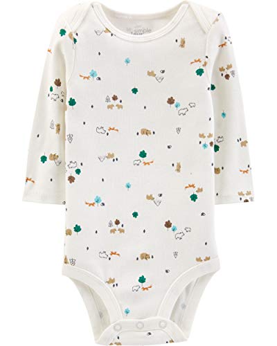 Simple Joys by Carter's Baby Boy's 5-Pack Long-Sleeve Bodysuit Shirt, bears/animals green/stripes, 3-6 Months