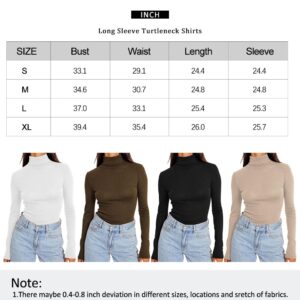 Trendy Queen Womens Fall Outfits 2024 Mock Turtleneck Long Sleeve Shirts Slim Fit Pullover Stretch Tight Basic Layering Soft Thermal Underwear Undershirts Fashion Beige