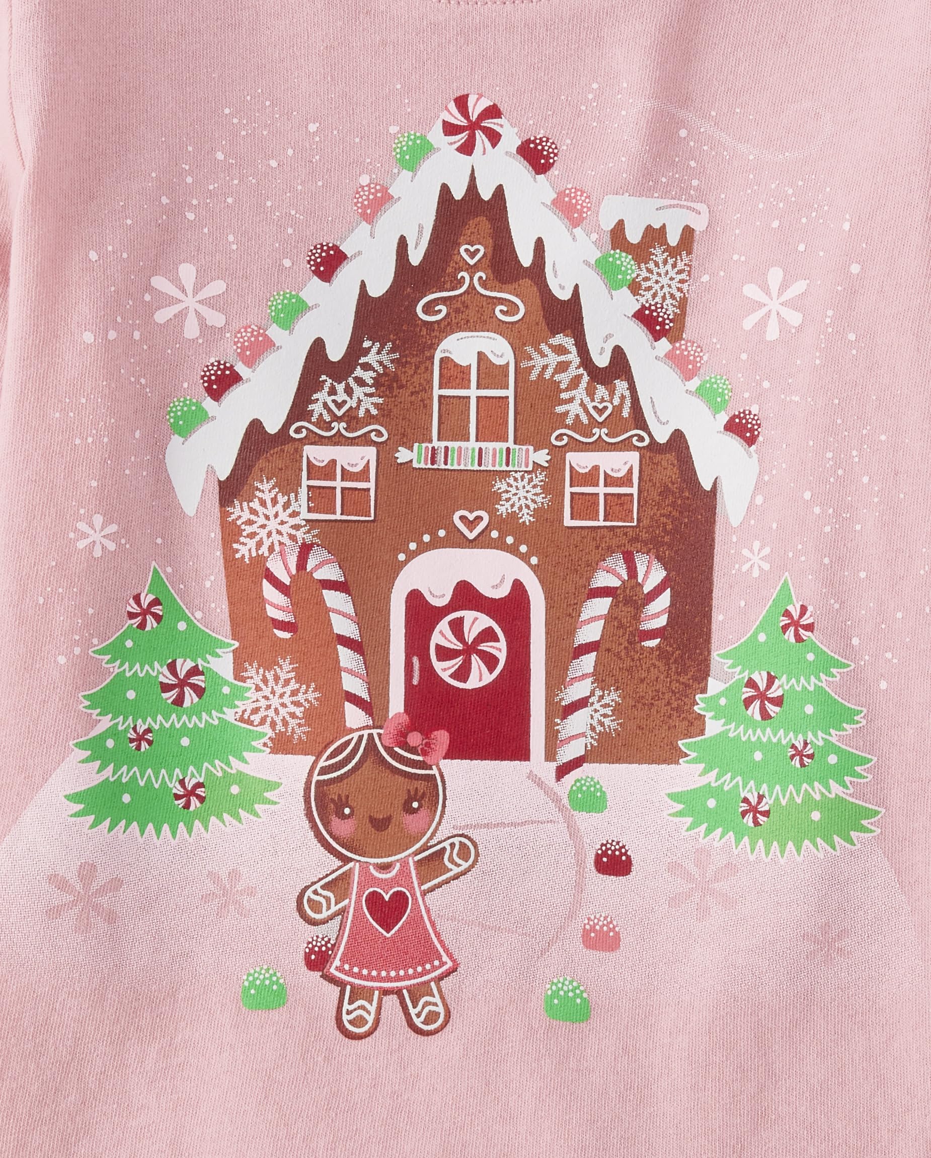 The Children's Place Baby Girls' and Toddler Long Sleeve Christmas Graphic T-Shirt, Gingerbread, 2T