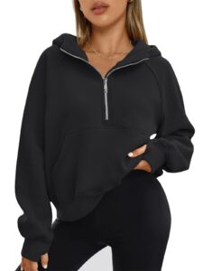 automet hoodies sweatshirts for women cropped quarter half zip up jackets pullover sweaters trendy fall outfits winter clothes 2024 black