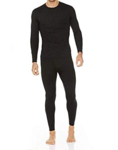 thermajohn long johns thermal underwear for men fleece lined base layer set for cold weather (large, black)