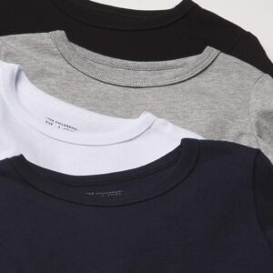 The Children's Place baby boys And Toddler Long Sleeve Basic Layering T-shirt T Shirt, Black/H Smoke/New Navy/White 4 Pack, 3T US