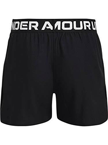 Under Armour Girls Play Up Solid Shorts , Black (001)/Metallic Silver , Youth Large