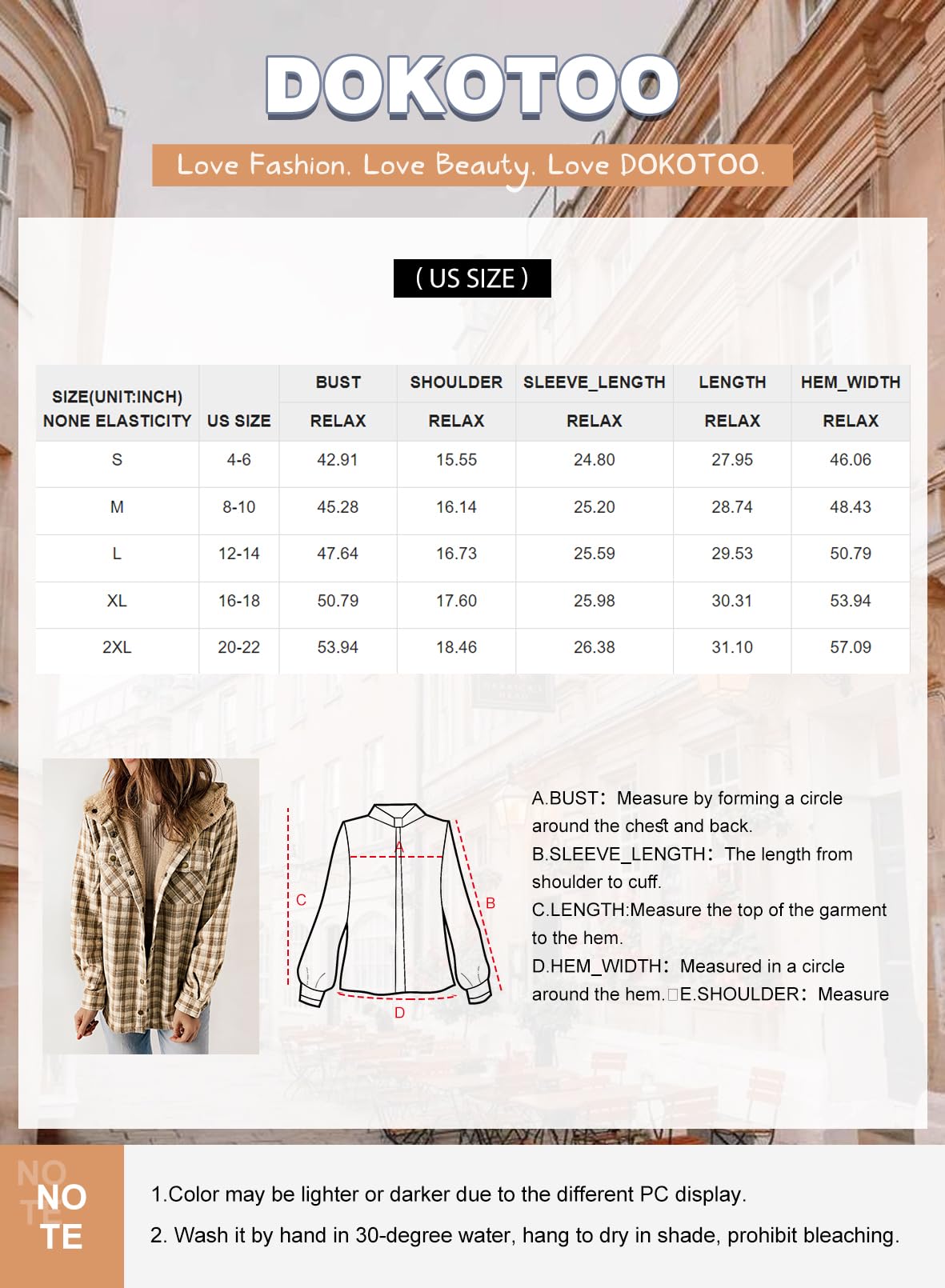 Dokotoo Shacket Jacket Women Fashion Plaid Oversized Hooded Long Sleeve Flannel Shirts Button Down Sherpa Coats Pocketed Casual Winter Fall 2024 Thick Fleece Lined Oversized Outerwear Khaki S