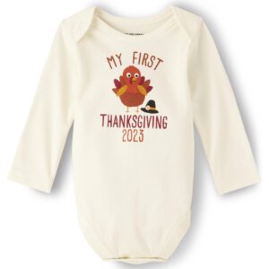 The Children's Place Unisex-Baby And Newborn Long Sleeve Graphic Bodysuit My First Thanksgiving 3-6 Months