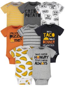 onesies brand baby boy's 8-pack short sleeve mix & match bodysuits, grey hungry, 6-9 months