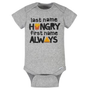 Onesies Brand Baby Boy's 8-Pack Short Sleeve Mix & Match Bodysuits, Grey Hungry, 6-9 Months