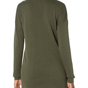 Amazon Essentials Women's Lightweight Long-Sleeve V-Neck Tunic Sweater (Available in Plus Size), Dark Olive, Large