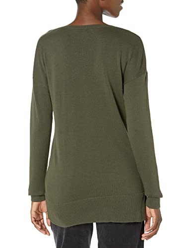 Amazon Essentials Women's Lightweight Long-Sleeve V-Neck Tunic Sweater (Available in Plus Size), Dark Olive, Large