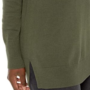 Amazon Essentials Women's Lightweight Long-Sleeve V-Neck Tunic Sweater (Available in Plus Size), Dark Olive, Large