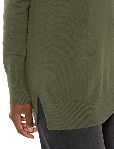 Amazon Essentials Women's Lightweight Long-Sleeve V-Neck Tunic Sweater (Available in Plus Size), Dark Olive, Large