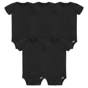 gerber baby 5-pack solid onesies bodysuits, black, 0-3 months