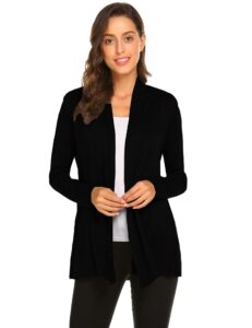 newchoice women's casual lightweight cardigans long sleeve soft drape open front black dusters (black, xl)