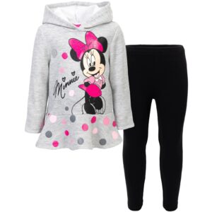 disney minnie mouse toddler girls pullover fleece hoodie & leggings heather grey 4t