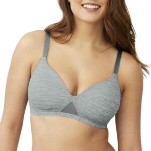 hanes womens oh so light foam comfortflex fit wirefree mhg521 bra, coolest grey heather print, large us