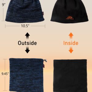 Winter Beanie Hat Scarf for Men Women Knit Thick Fleece Lined Warm Windproof Ski Skull Cap Neck Warmer Gaiter Face Scarf Set