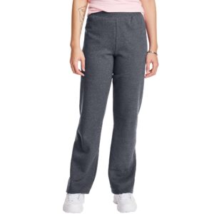 hanes womens comfortsoft ecosmart women's open bottom leg fleece athletic sweatpants, slate heather, large