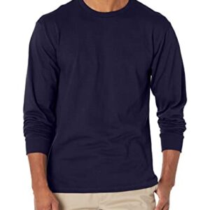 Soffe Men's Long-Sleeve Cotton T-Shirt, Navy, Large