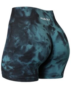 aurola dream tie dye workout shorts for women seamless scrunch soft active shorts,green-black tie dye,m