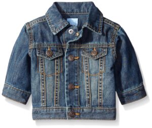 the children's place baby toddler boys denim jackets, dark wear wash blue, 6-9 months