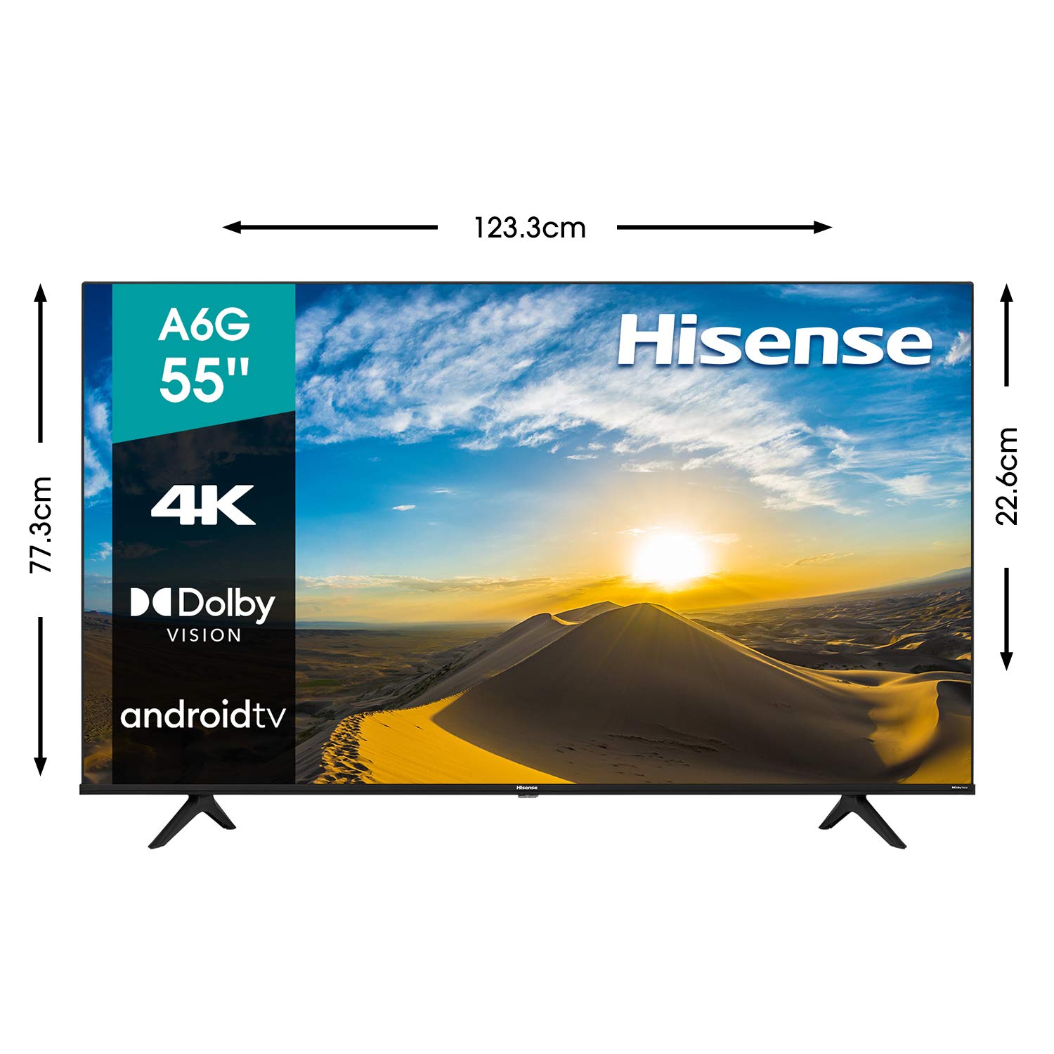 Hisense 55A6G 55-Inch 4K Ultra HD Android Smart TV with Alexa Compatibility (2021 Model), Black, TV Only