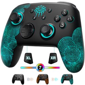 funlab firefly™ [luminous pattern] switch pro controller wireless compatible with nintendo switch/oled/lite, bluetooth remote gamepad with 7 led colors/nfc/paddle/turbo/motion control