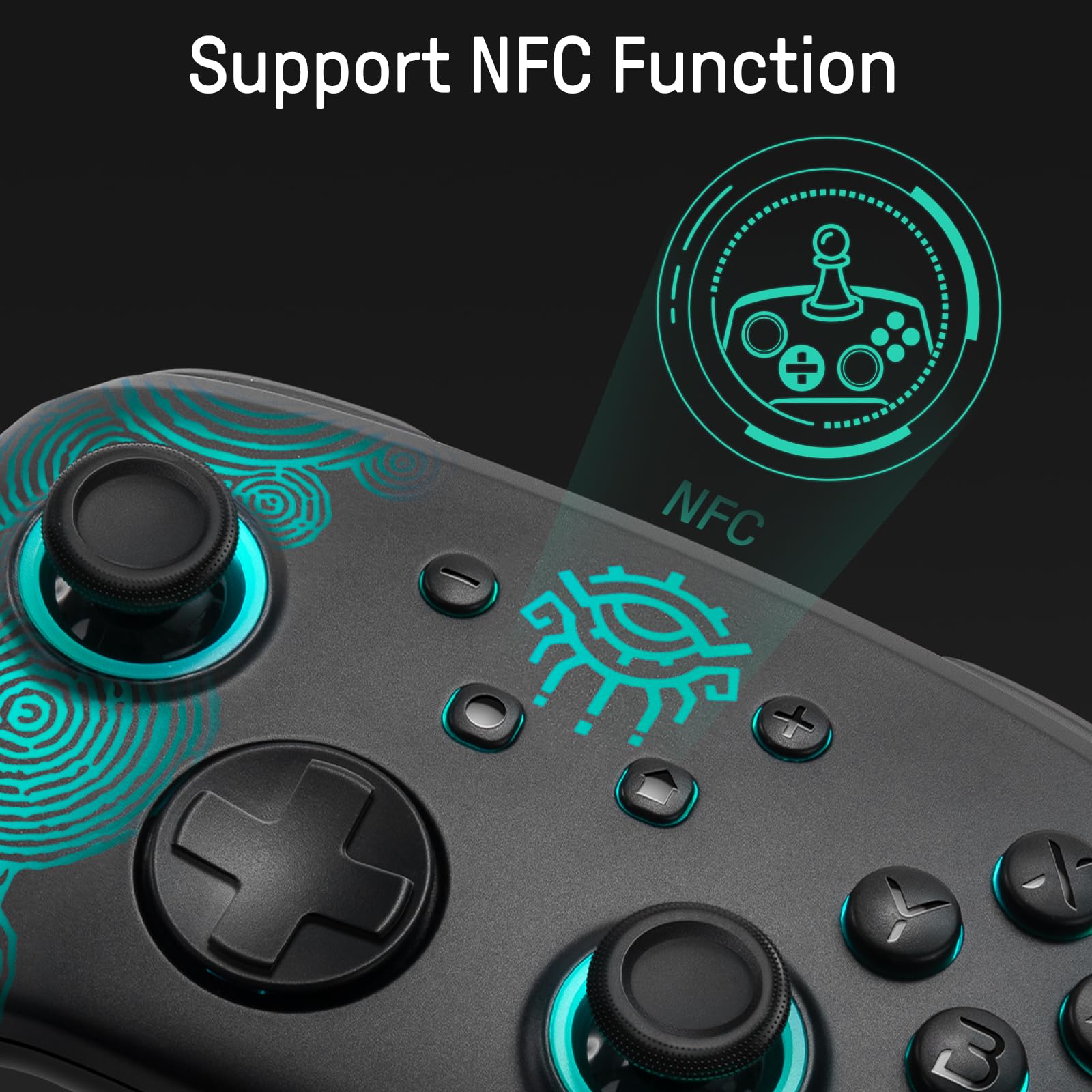 FUNLAB Firefly™ [Luminous Pattern] Switch Pro Controller Wireless Compatible with Nintendo Switch/OLED/Lite, Bluetooth Remote Gamepad with 7 LED Colors/NFC/Paddle/Turbo/Motion Control