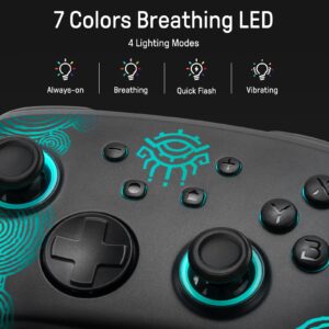 FUNLAB Firefly™ [Luminous Pattern] Switch Pro Controller Wireless Compatible with Nintendo Switch/OLED/Lite, Bluetooth Remote Gamepad with 7 LED Colors/NFC/Paddle/Turbo/Motion Control