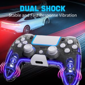 Honghao Controllers for PS4,Custom PS4 Remote with Hall 3D Joystick, RGB Wireless Game Controllers for Playstation 4 |Customizable Buttons| Responsive Control (Black + White)