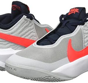 Nike Kid's Team Hustle D10 (GS) Basketball Shoe (7, Light Smoke Grey/Bright Crimson, Numeric_7)