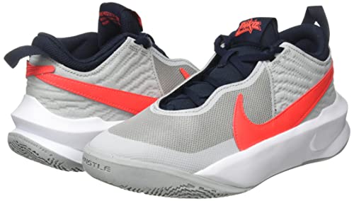 Nike Kid's Team Hustle D10 (GS) Basketball Shoe (7, Light Smoke Grey/Bright Crimson, Numeric_7)