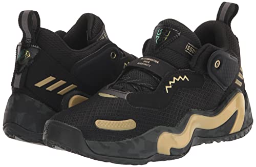 adidas D.O.N. Issue 3 Basketball Shoe, Black/Gold Metallic/Grey, 6 US Unisex Big Kid