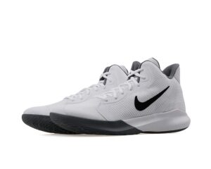 nike unisex-adult precision iii basketball shoe, white/black, 3.5 regular us