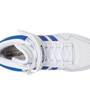 adidas Men's Postmove Mid Basketball Shoe, White/Team Royal Blue/Grey, 9