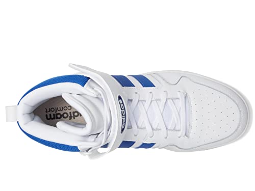 adidas Men's Postmove Mid Basketball Shoe, White/Team Royal Blue/Grey, 9