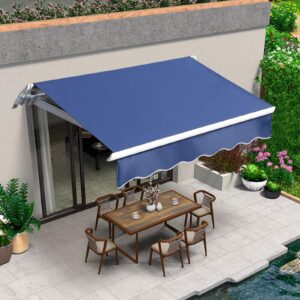 vuyuyu 13.1'x8.2' patio awning retractable awning cover sunshade shelter outdoor canopy with crank handle and water-resistant polyester for courtyard, balcony, shop, restaurant, cafe, deck