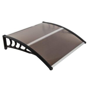 116 inch / 78 inch / 39 inch window awning outdoor polycarbonate hollow sheet door patio canopy (40''x 40'', dark brown canopy + black bracket)