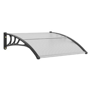 vevor window door awning canopy 40" x 40", upf 50+ polycarbonate entry door outdoor window awning exterior, front door overhang awning for sun shutter, uv, rain, snow protection, hollow sheet