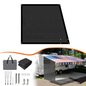 mikkuppa 7x9' rv awning side shade screen - black mesh rv awning sun shade screen with complete kits for camper trailer uv sun blocker