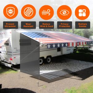 MIKKUPPA 7x9' RV Awning Side Shade Screen - Black Mesh RV Awning Sun Shade Screen with Complete Kits for Camper Trailer UV Sun Blocker